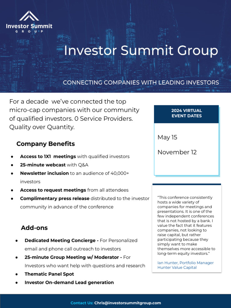 Micro-Cap Investor Summit Overview | PDF | Investing | Financial Services