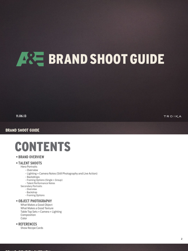 A&E Brand Shoot Guidelines | PDF | Camera Lens | Frame Rate