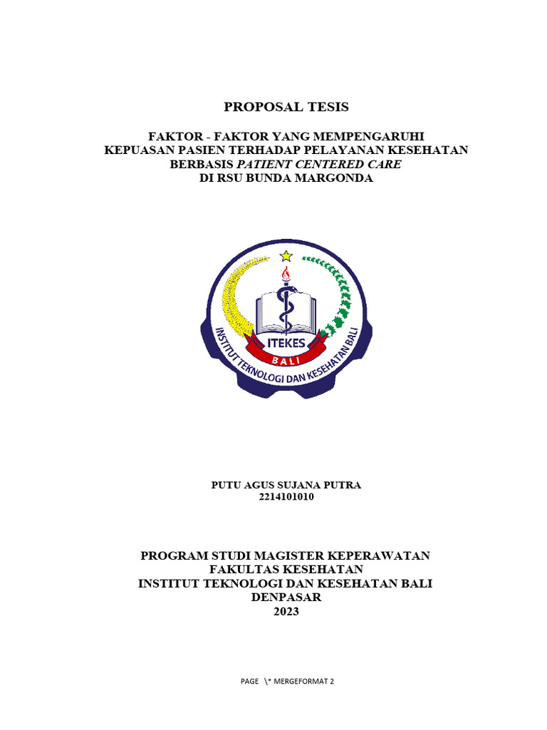Proposal Tesis Rev Fit - Agus Sujana - PCC | PDF | Bisnis