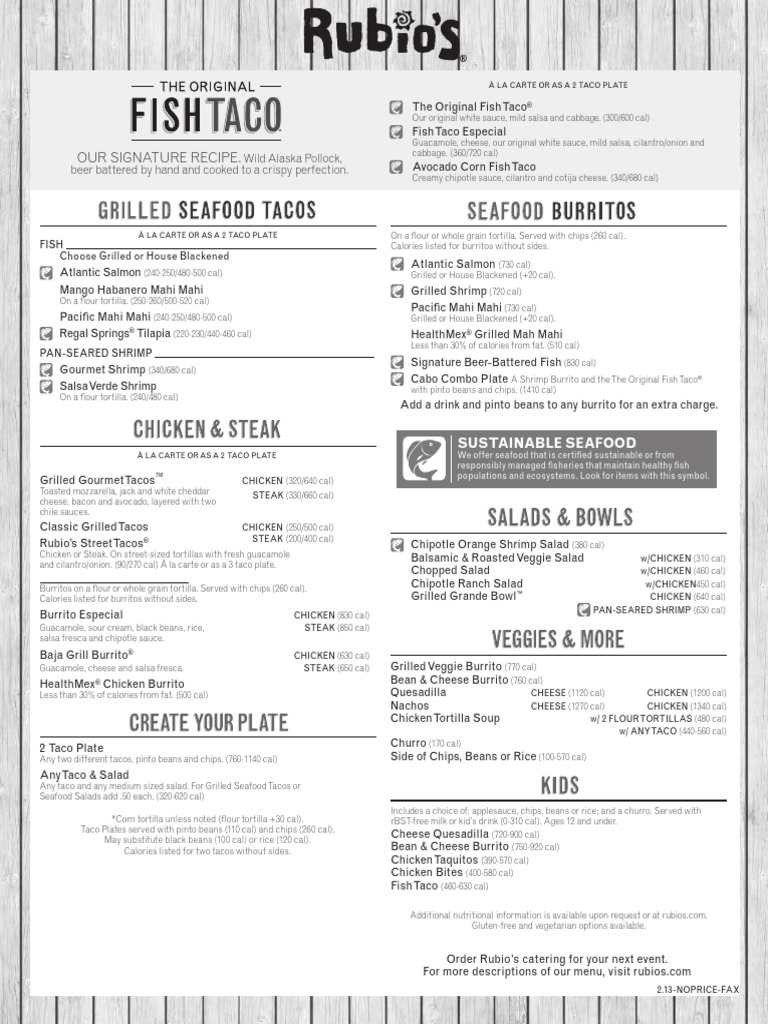 Rubios Menu No Prices | Download Free PDF | Burrito | Taco