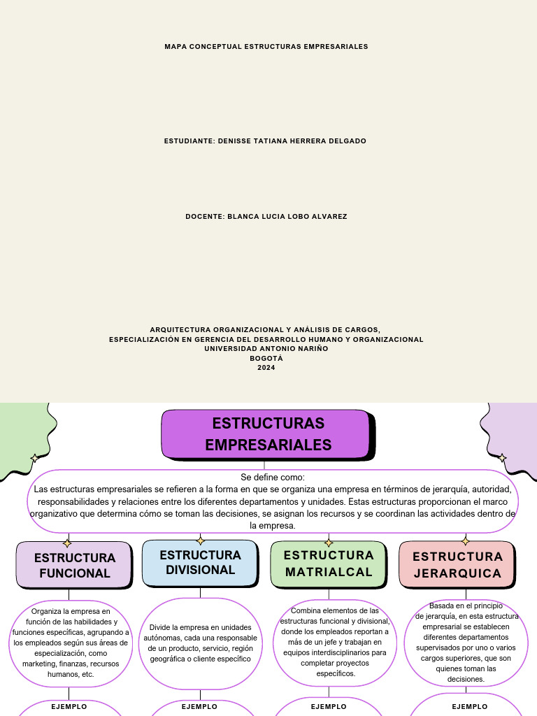 Mapa Conceptual Estructuras Organizacionales Denisse Tatiana Herrera | PDF | Business | Negocios ...
