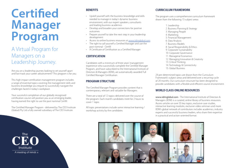 CMP Brochure | PDF | Curriculum | Expert