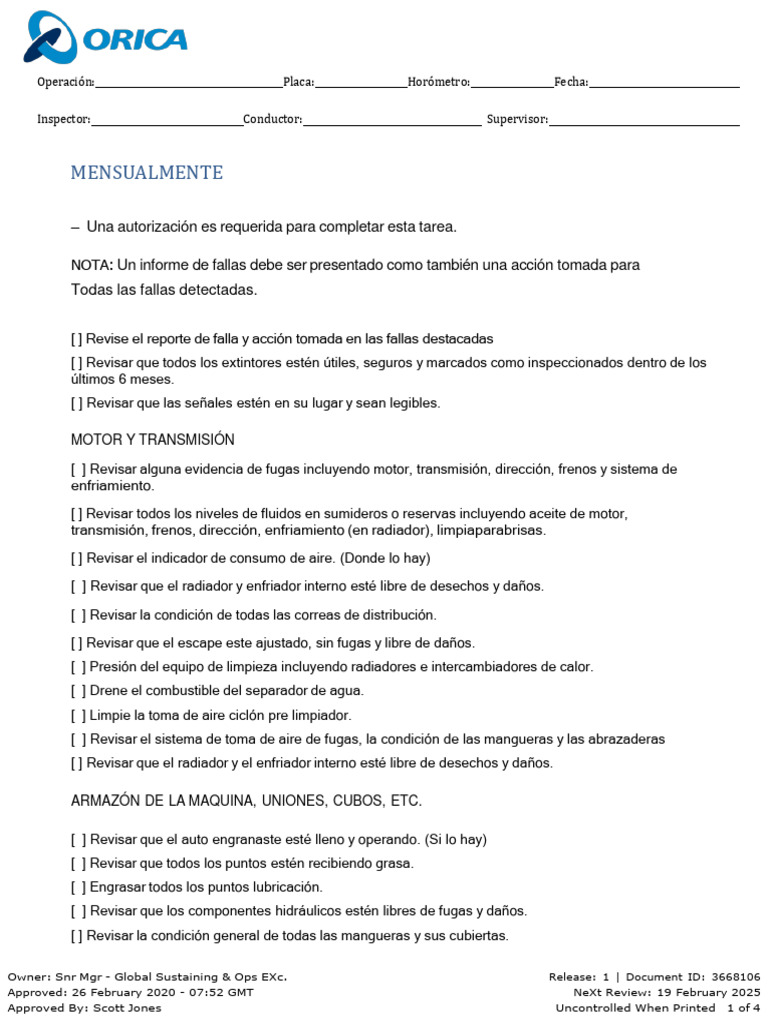 RED BOOK MIC-11 Inspeccion Loader and Skid Steer - Monthly - ES - Pmr5175.00.00.docx - 3668106 ...