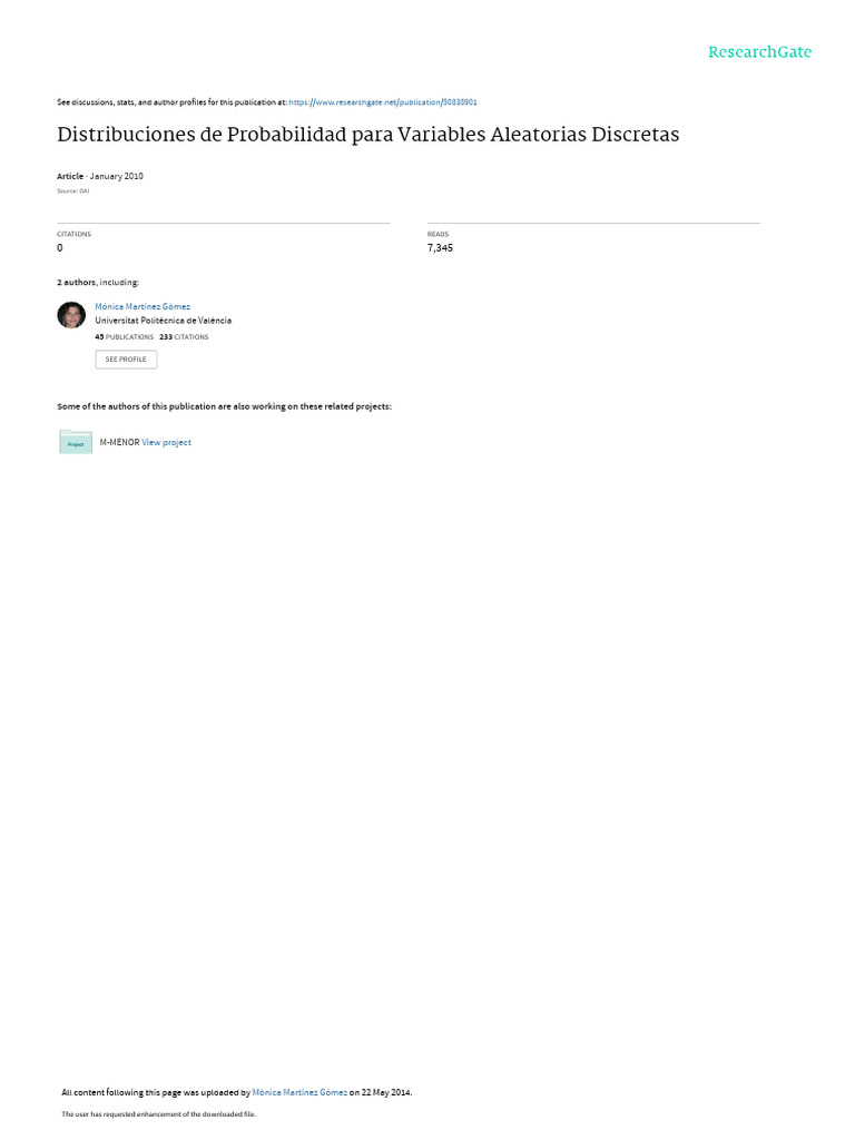 Distribuciones de Probabilidad para Variables Alea | PDF | Teoría de probabilidad | Variable ...
