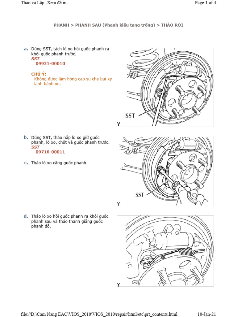 tháo phanh tang trống | PDF