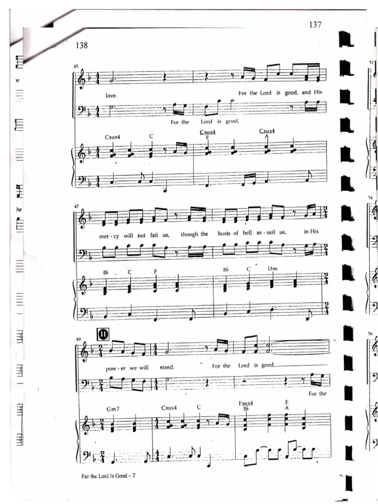 For The Lord Is Good Piece and Lyrics | PDF