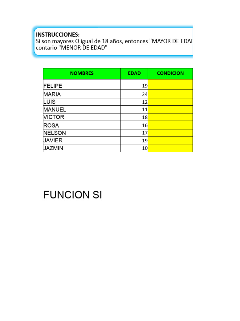 Funcion Si (Ejercicios Varios) | PDF