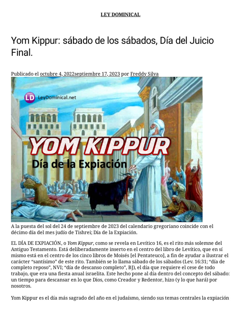 Yom Kippur Día Del Juicio Pdf Yom Kippur Rosh Hashaná