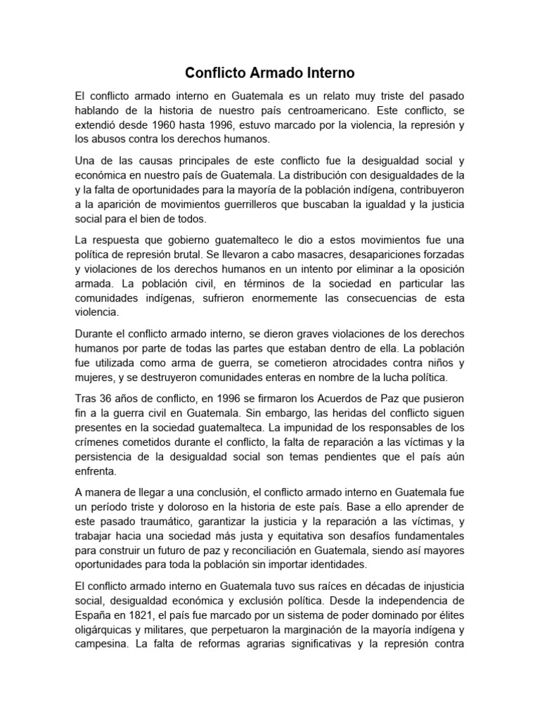 Conflicto Armado en Guatemala: Historia y Consecuencias | PDF ...
