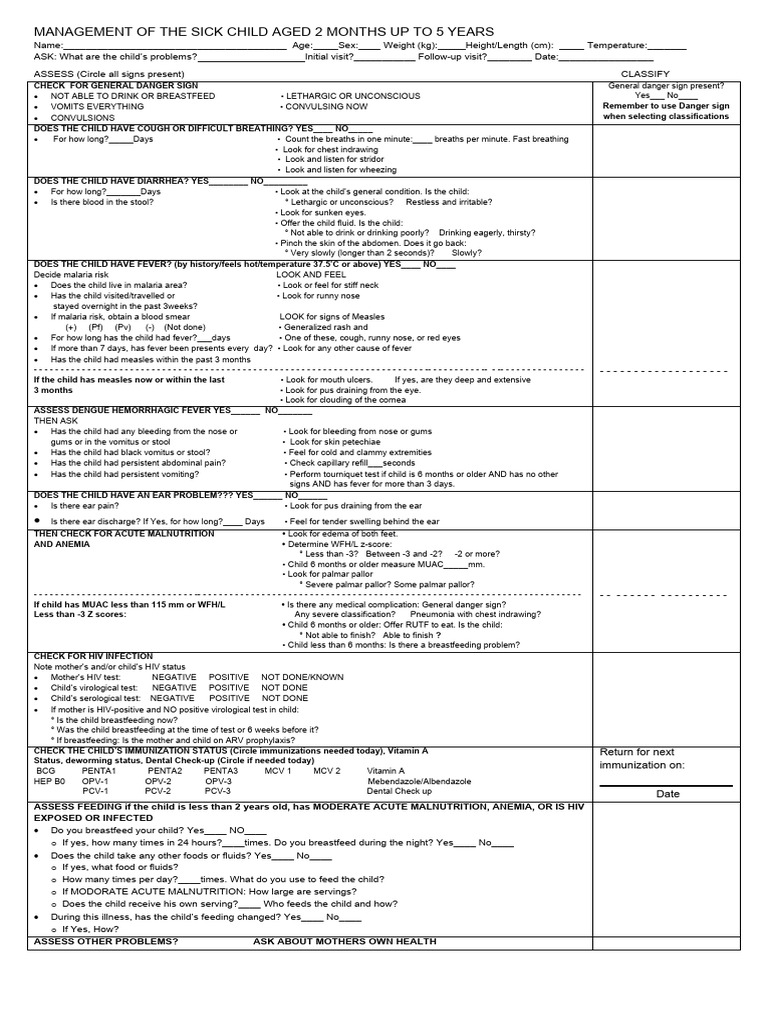 Sick Child Management Guide (2 Months - 5 Years) | PDF | Breastfeeding ...