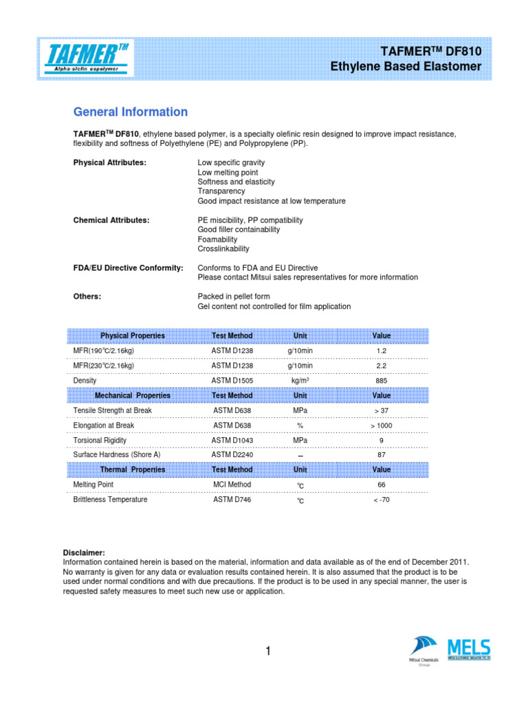 Tds e DF810 | PDF | Polyethylene | Polymer Chemistry