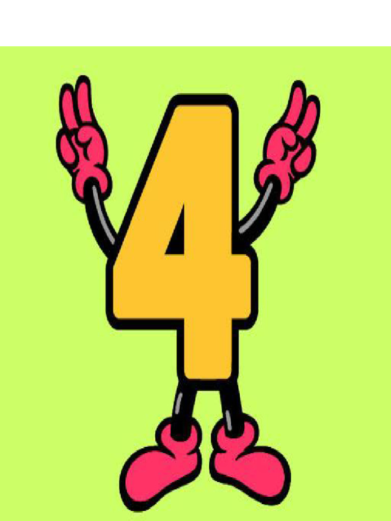 Numeral 4 para Recortar y Colocar en El Rincon de Aprendizaje | PDF