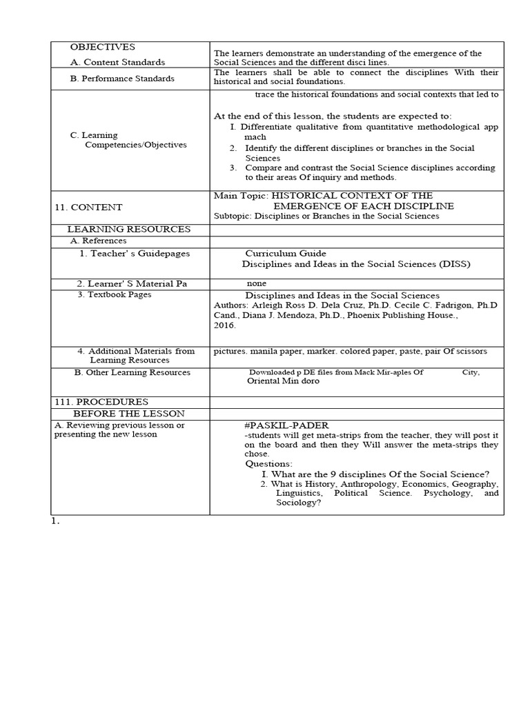 Lesson plan1.1 | PDF | Social Sciences | Science