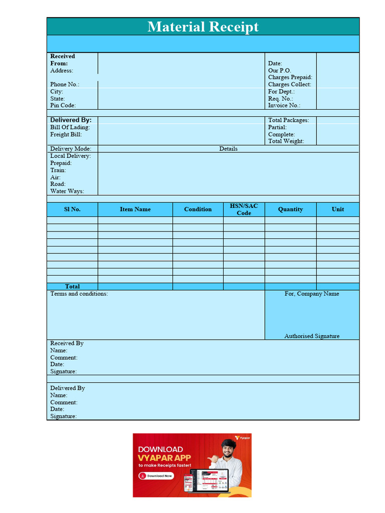 Material Receipt Format 02 | PDF
