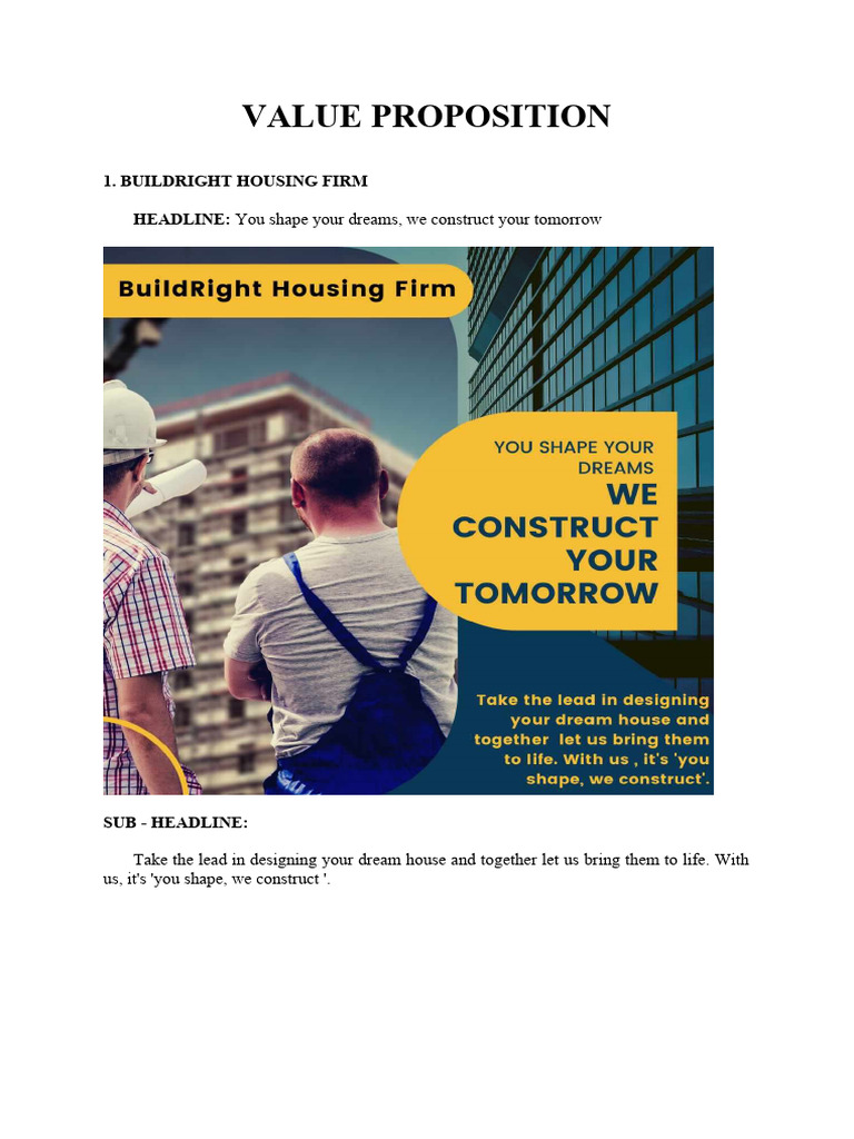 Value Proposition Housing Firm | PDF | Law | Home & Garden