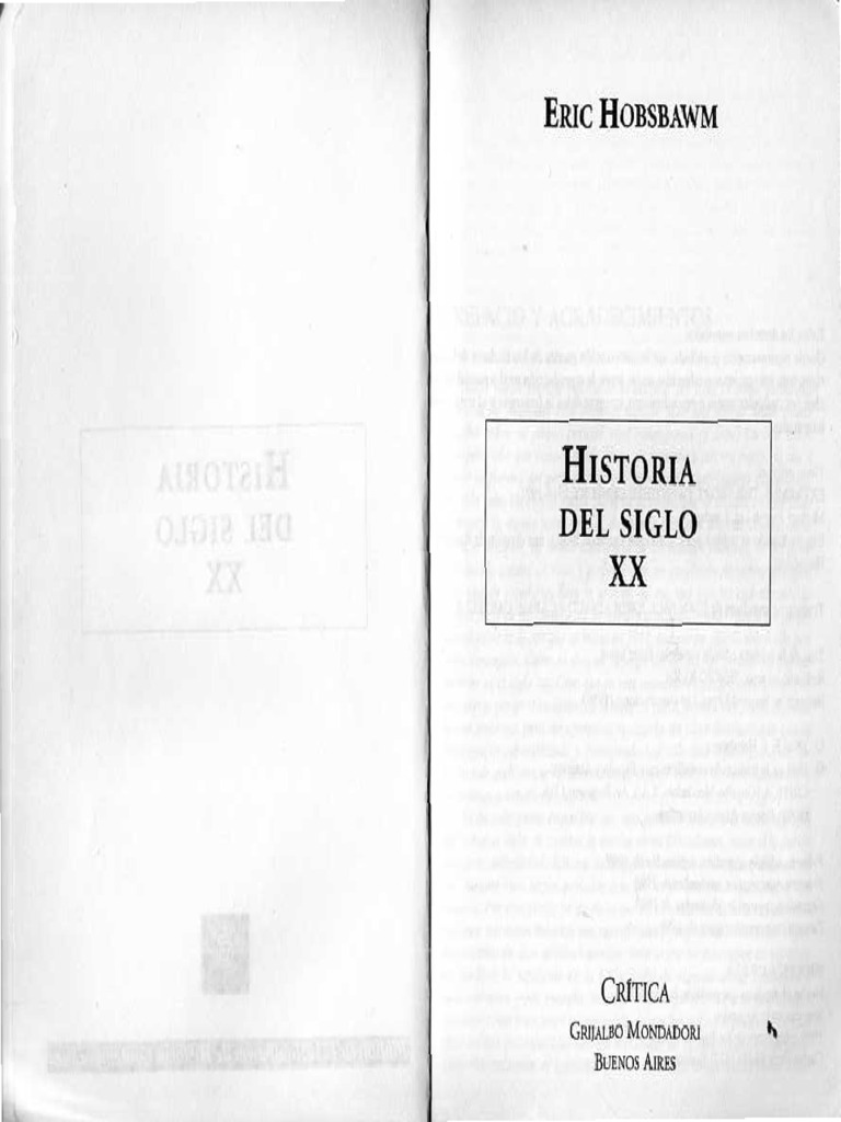 Eric Hobsbawm. Historia Del Siglo XX. Introduccion | PDF