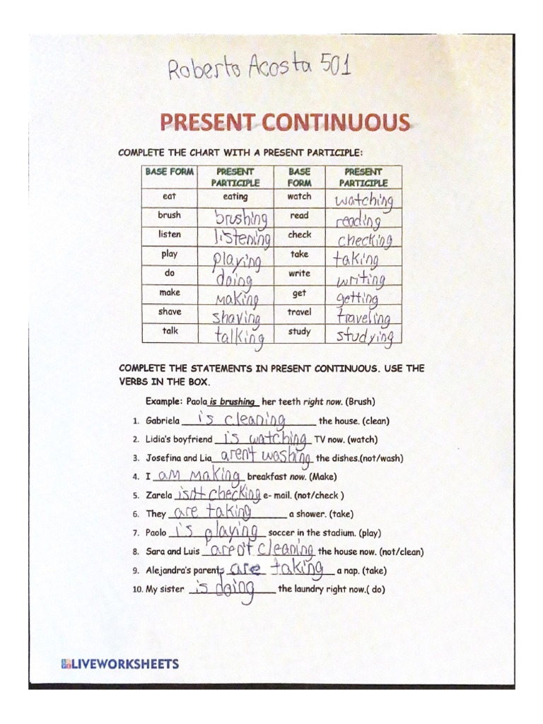 Present Continuous | PDF