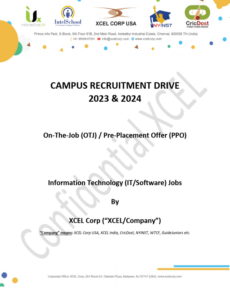 XCEL IT Campus Recruitment 2023-24 | PDF | Recruitment | Business