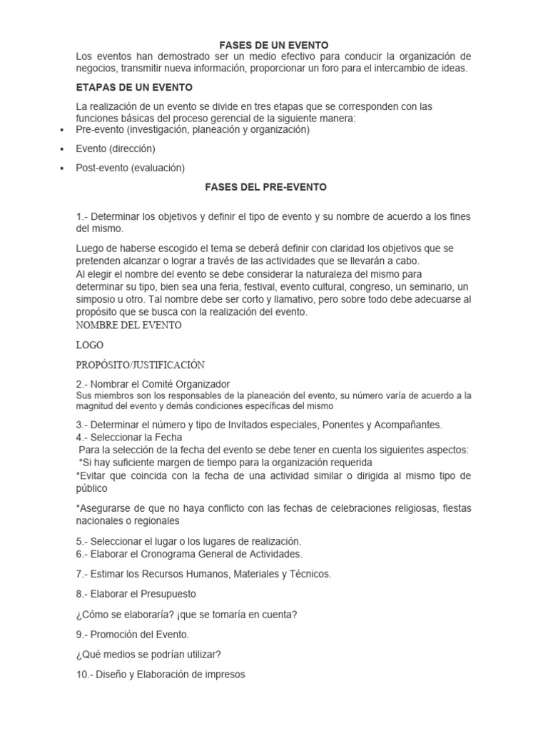 Fases de Un Evento | PDF
