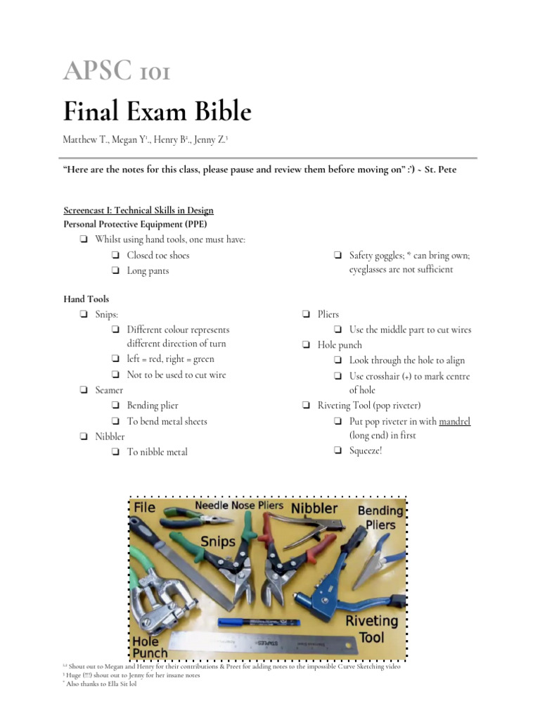 APSC 101 Final Exam Notes | PDF | Life Cycle Assessment