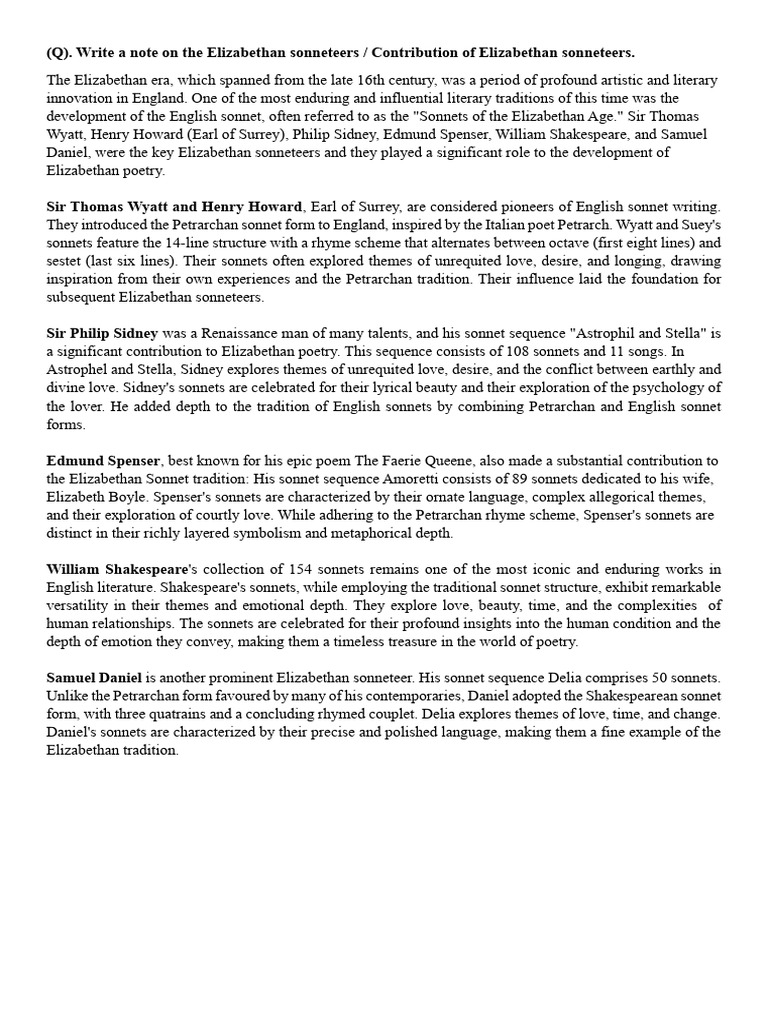 Elizabethan Sonnet PDF | PDF | Sonnets | Poetry