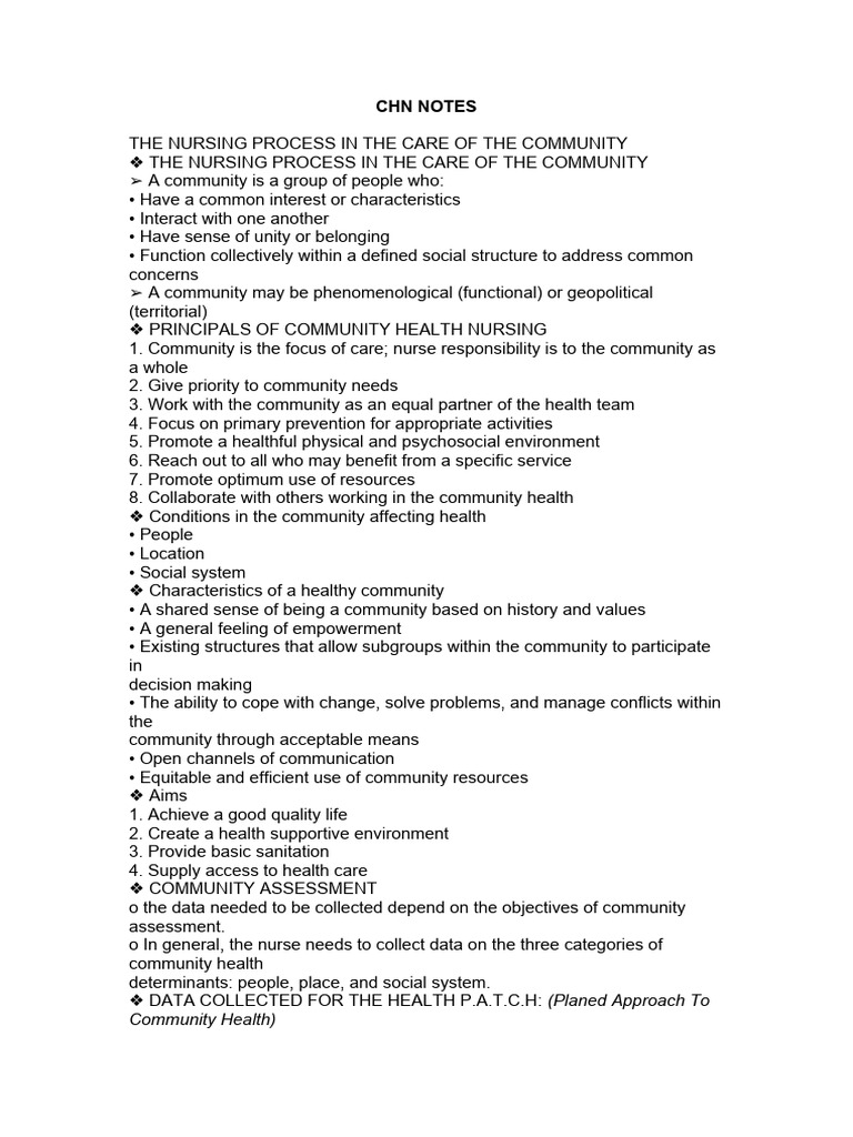 Community Health Nursing Process Guide | PDF | Community | Nursing
