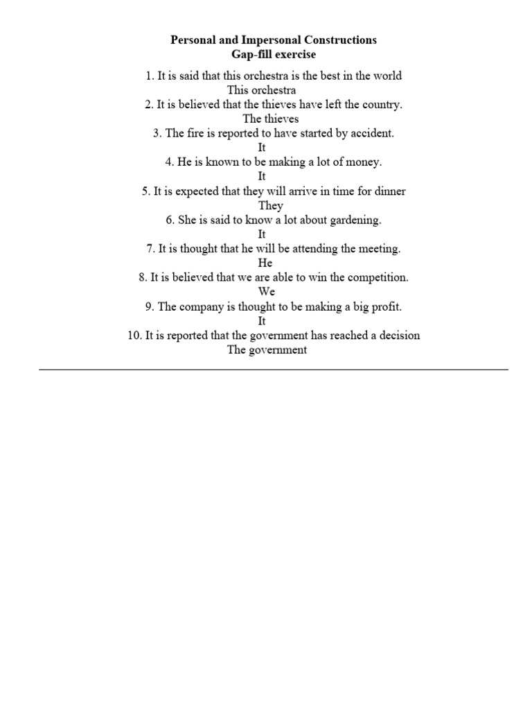 Personal and Impersonal Constructions | PDF