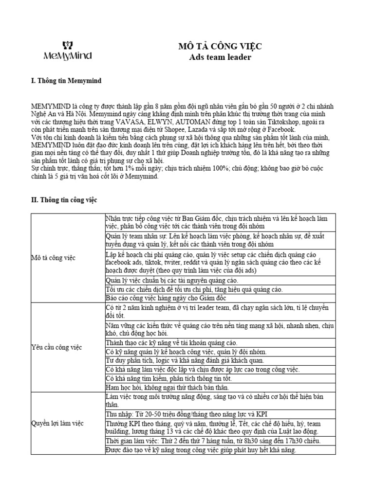 MTCV Ads Team Leader | PDF