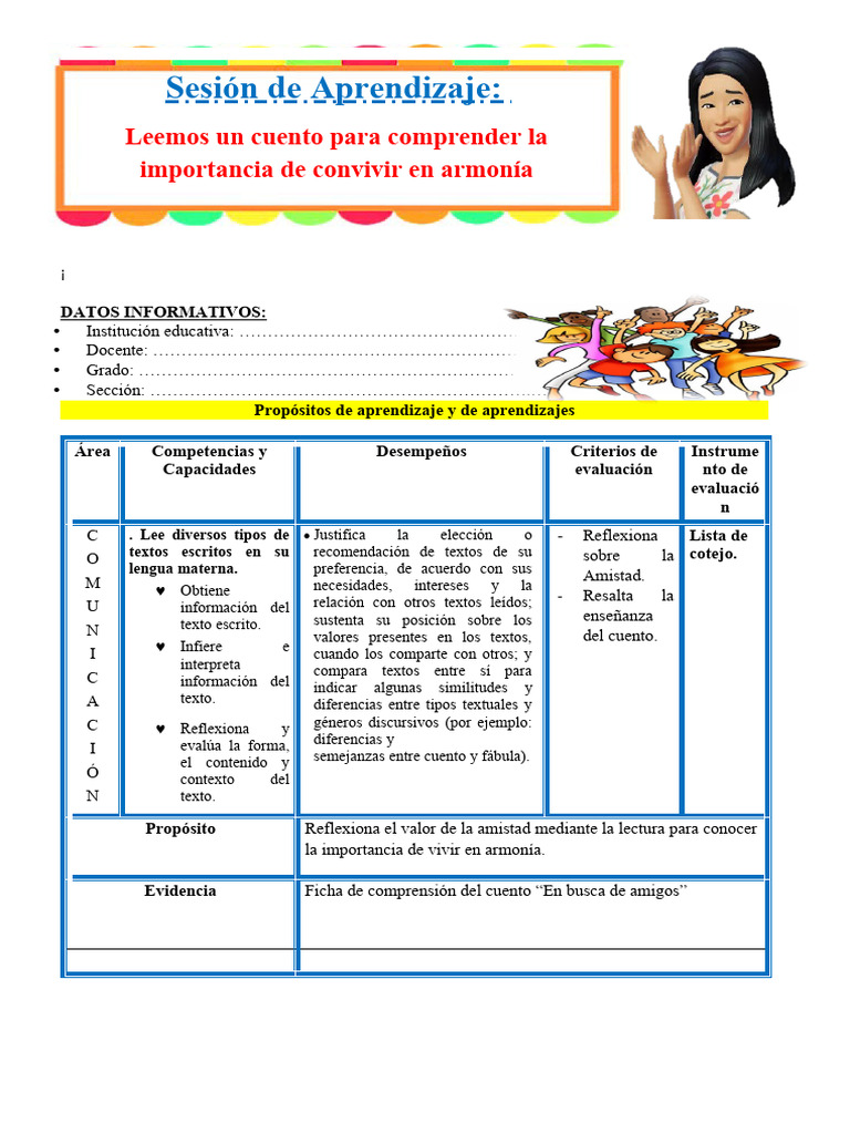 Leemos Un Cuento para Comprender La Importancia de Convivir en Armonía - Tutoria o Comun Ii Ua ...