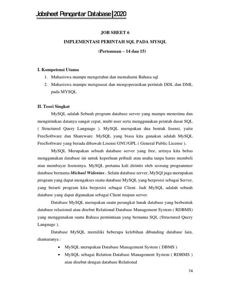 Panduan Praktikum MySQL: DDL & DML | PDF
