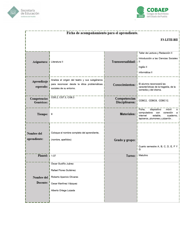 Ficha 3 Lit 2 | PDF | Tragedia | Tragedia griega