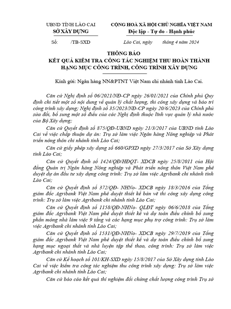 4 TB Chap Thuan KQNT Hoan Thanh Tru So Agribank Tinh 240404101317790790 | PDF