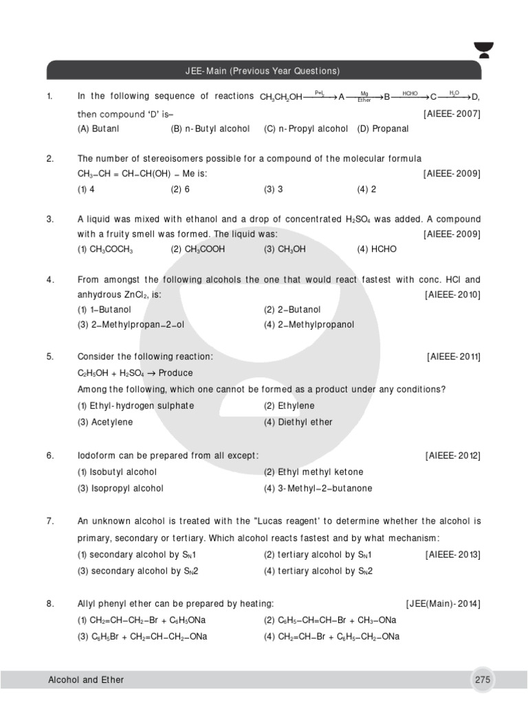 Class 12 Book 5 Organic Chemistry Alcohol and Ether | PDF | Organic ... Class 12 Book 5 Organic Chemistry Alcohol and Ether | PDF | Organic ...