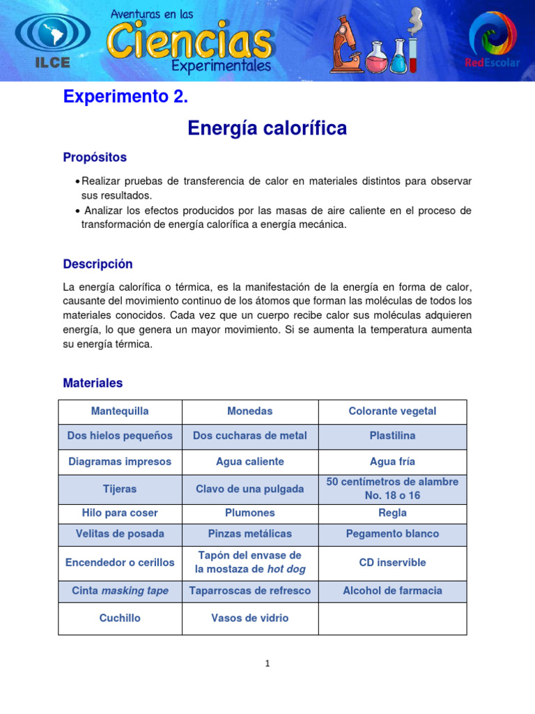 Experimento2 Energia Calorifica 2021 | PDF | Calor | Conduccion termica