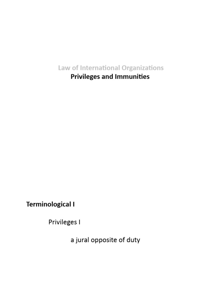 IO L3 Privileges and Immunities | PDF | Sovereign Immunity | Taxes