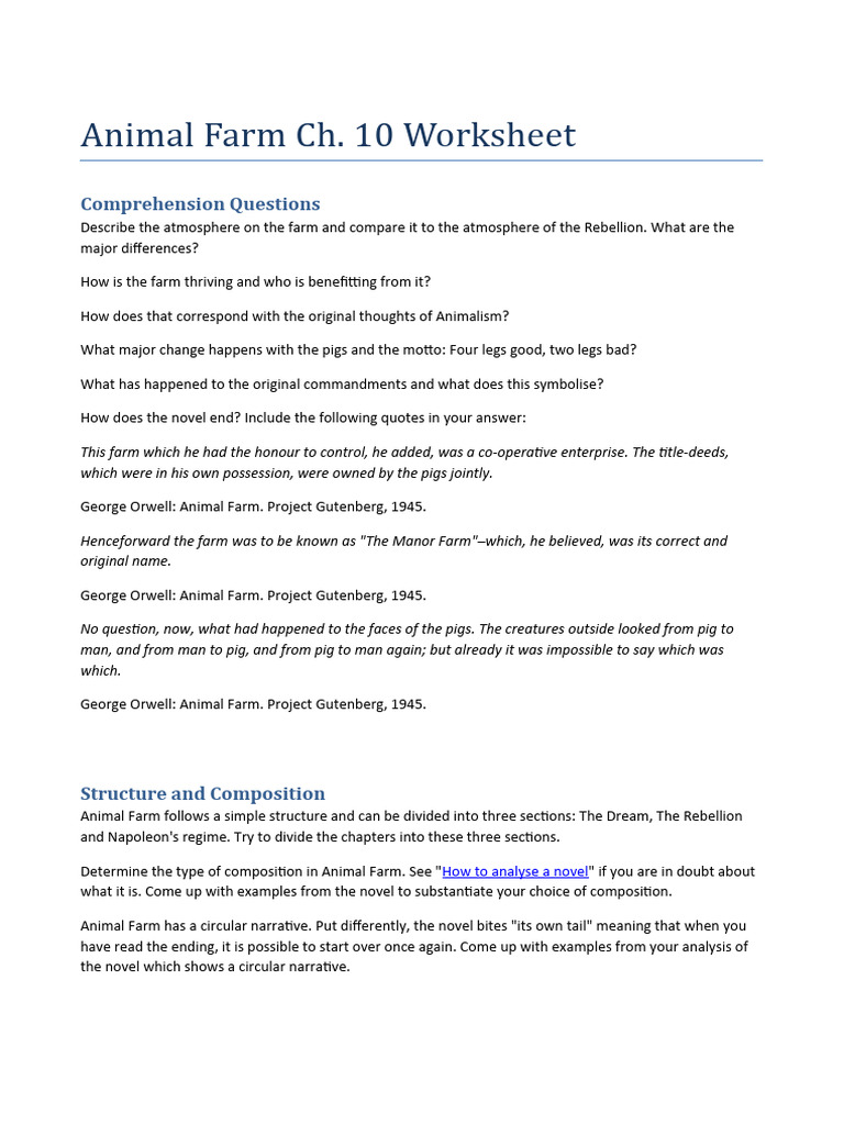 Animal Farm Chapter 10 + Themes | PDF