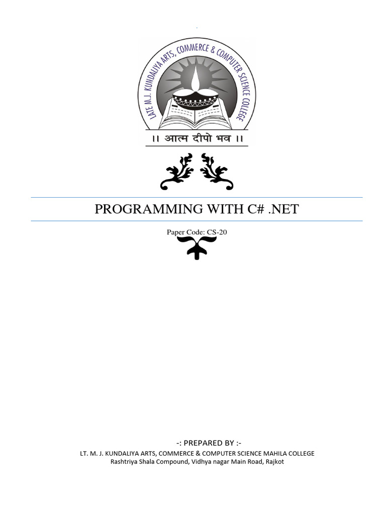 CS-20 Programming With C#Net - 240104 - 194116 | PDF | C Sharp (Programming Language ...