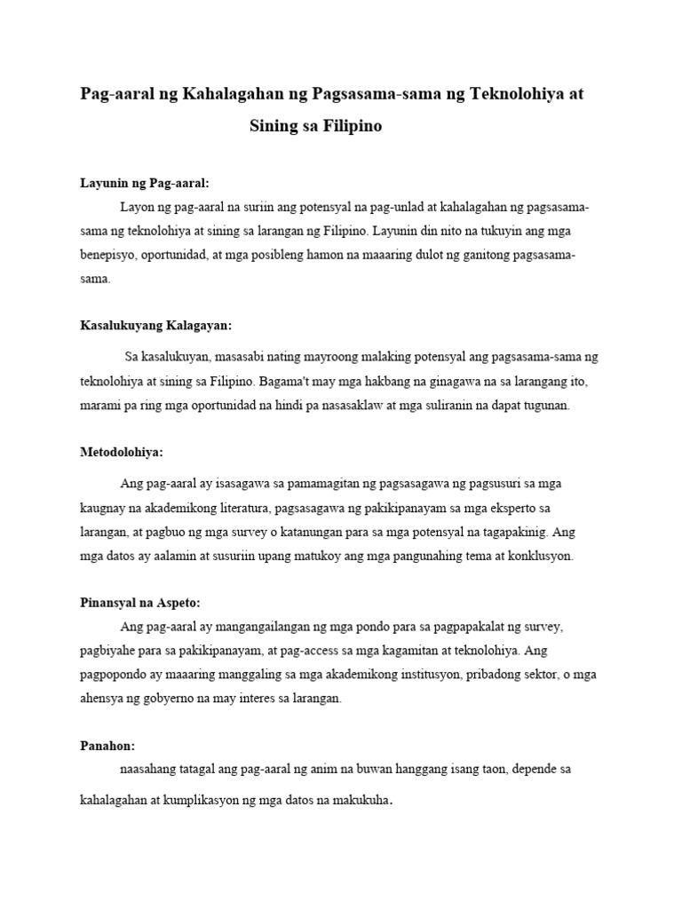 Pag-Aaral NG Kahalagahan NG Pagsasama-Sama NG Teknolohiya at Sining Sa ...