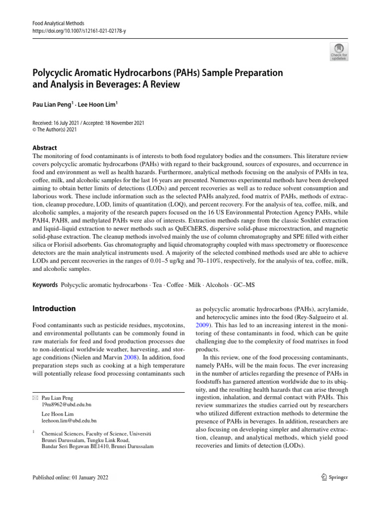 Polycyclic Aromatic Hydrocarbons (PAHs) Sample Preparation and Analysis ...