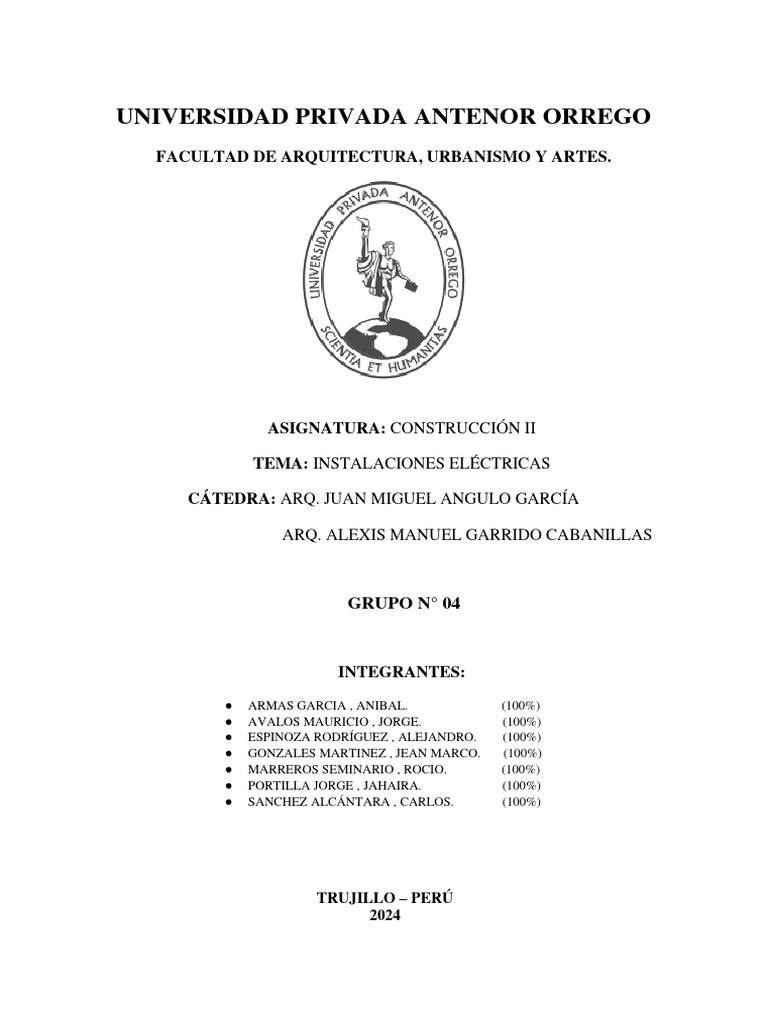 CONSTRUCCION II - Expediente Tecnico - Grupo 04 | Descargar gratis PDF | Cableado eléctrico ...