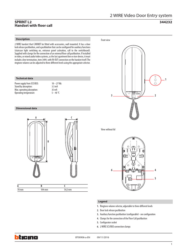 2 WIRE Video Door Entry Handset | PDF | Electrical Engineering ...