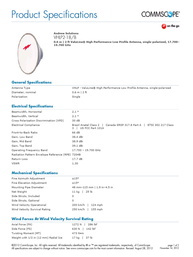 Product Specifications Product Specifications: Vhlp2 VHLP2 - 18/B 18/B | PDF | Antenna (Radio ...