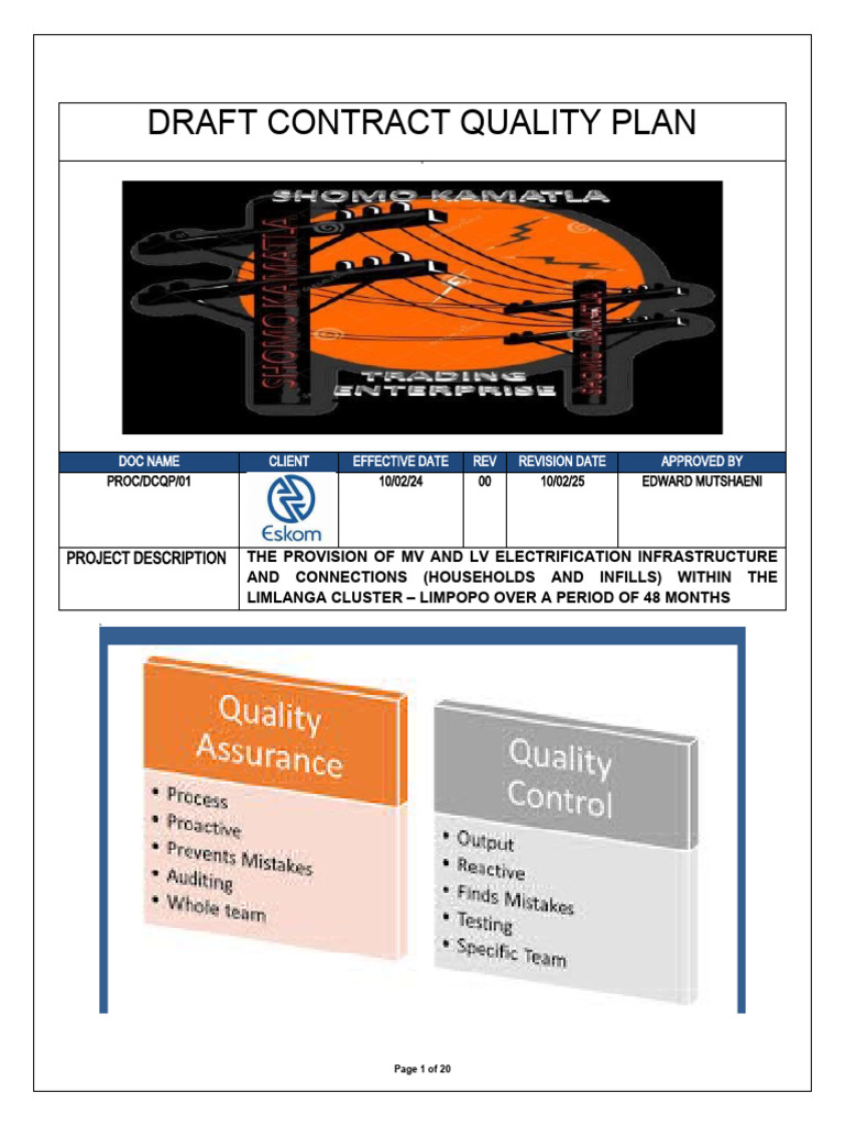 Draft Contract Quality Plan | PDF | Quality Assurance | Audit