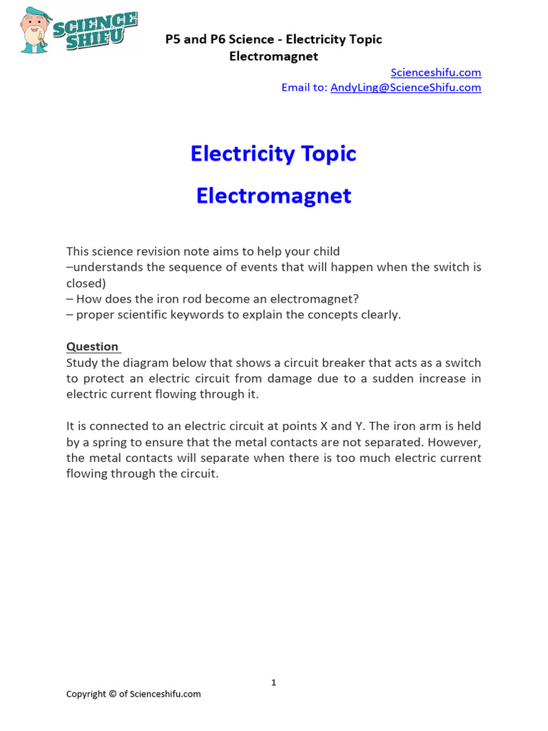 Revision Notes - Electricity Topic - Electromagnet | PDF | Electric ...