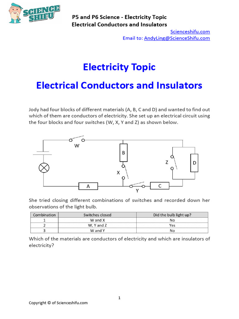 P5 Electricity - Electrical Conductors and Insulators | PDF ...