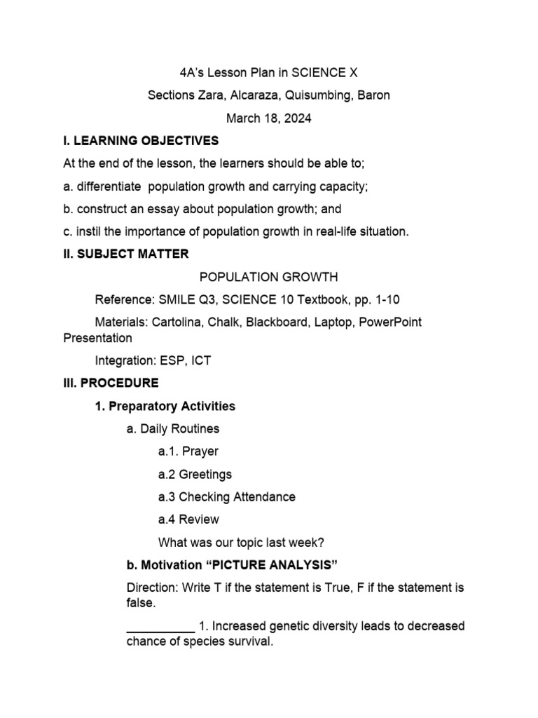 Lesson Plan in Science 10 | PDF | Biodiversity | Plants
