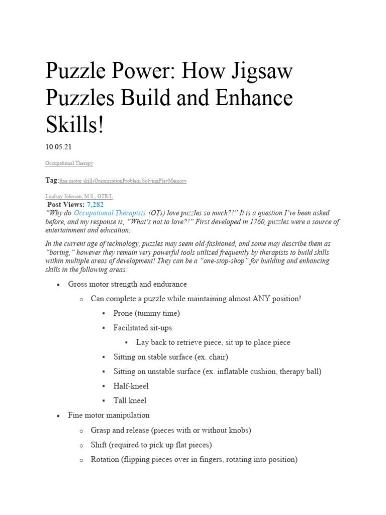 Puzzle Milestones | Download Free PDF | Mental Processes | Cognitive ...