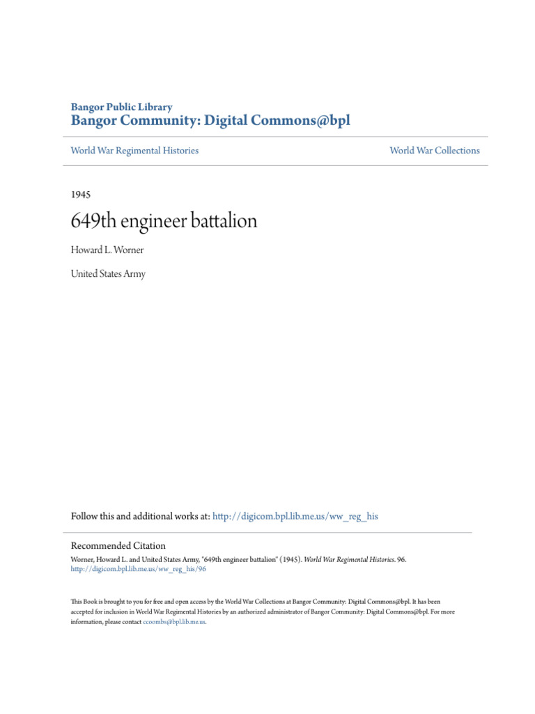 649th Engineer Battalion History | PDF | Company (Military Unit) | Military