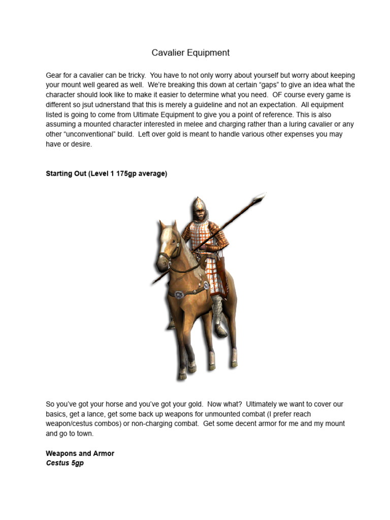 Cavalier Gear | PDF | Armour