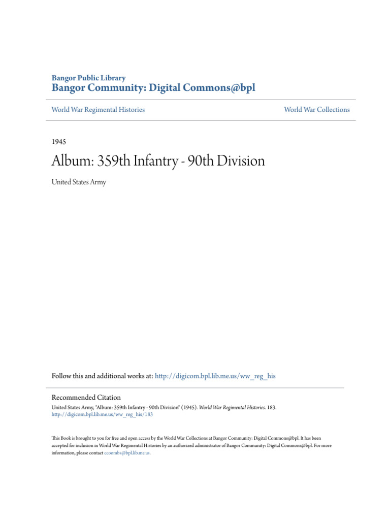 Album - 359th Infantry - 90th Division | PDF | Warfare | Military Science